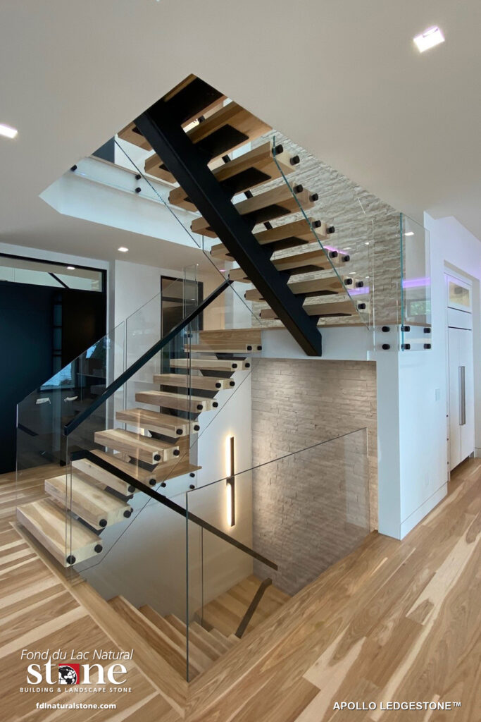 Apollo Ledgestone™ - Contemporary Stairwell - Fond du Lac Natural Stone
